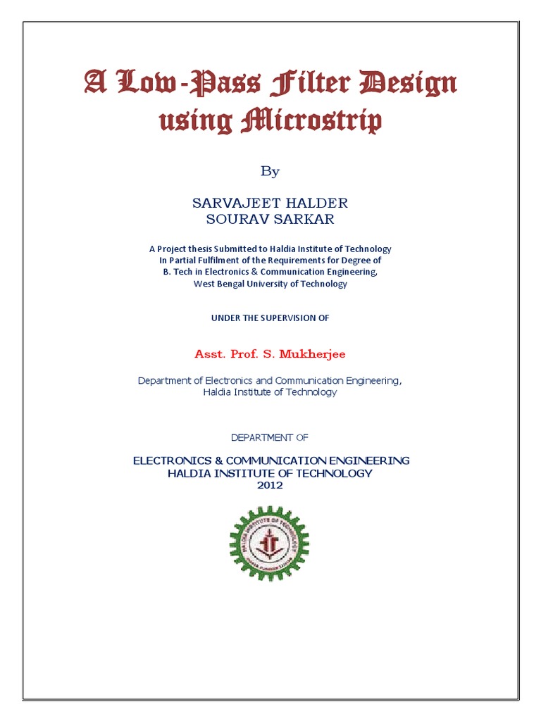 Microstrip Low-Pass Filter Design | PDF | Electronic Engineering ...