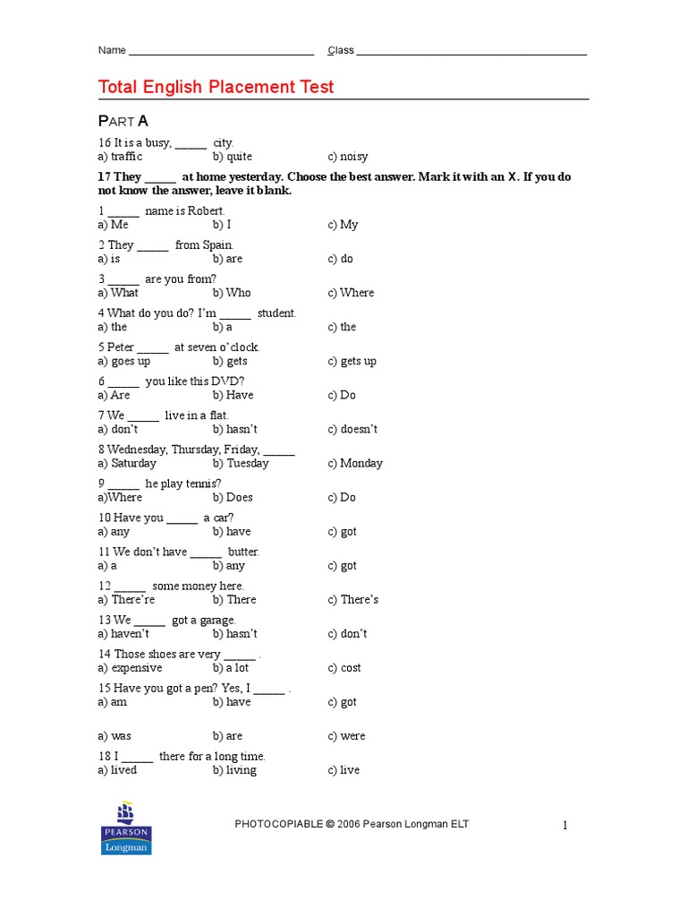 Tests of English | PDF