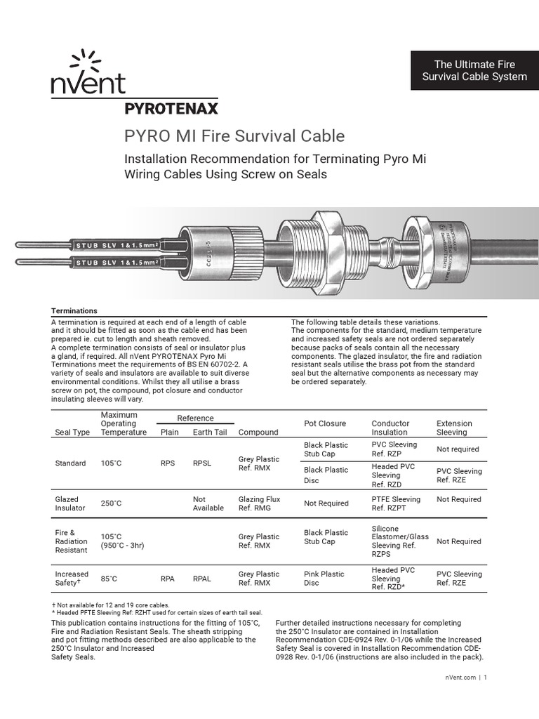 Pyrotenax IM CDE0923 PyroMiFireSurvivalCable en Tcm445 38627 | PDF ...