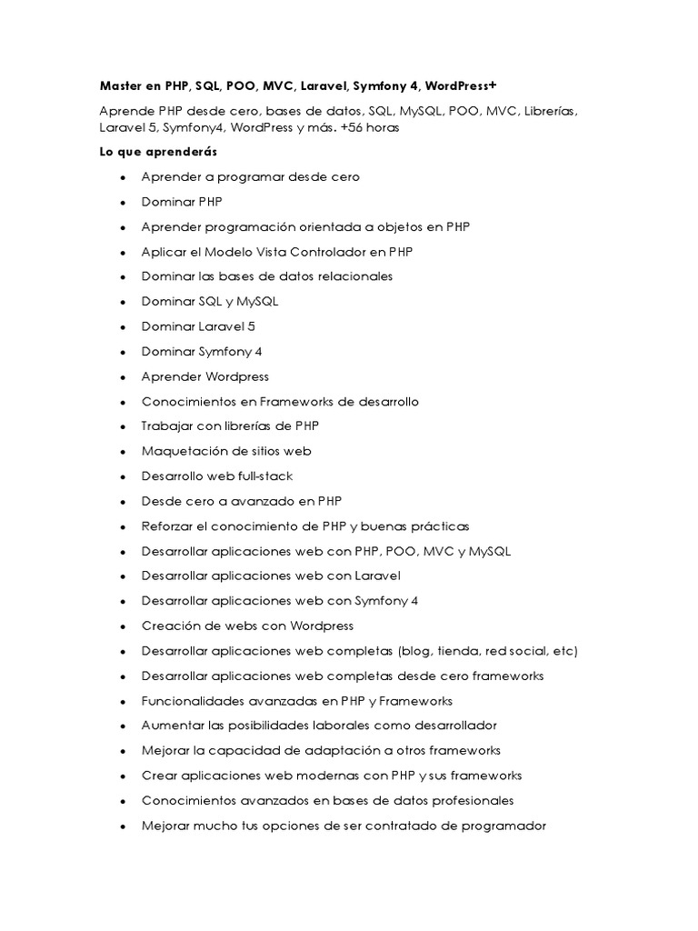Master en PHP | PDF | SQL | Php