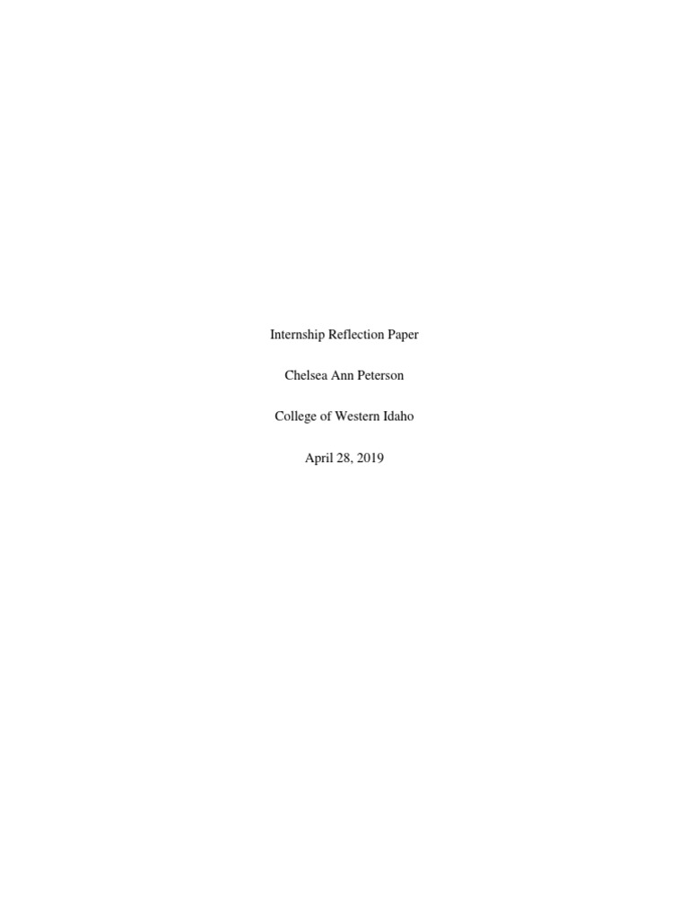 Internship Reflection Paper | PDF | Health Care | Wellness