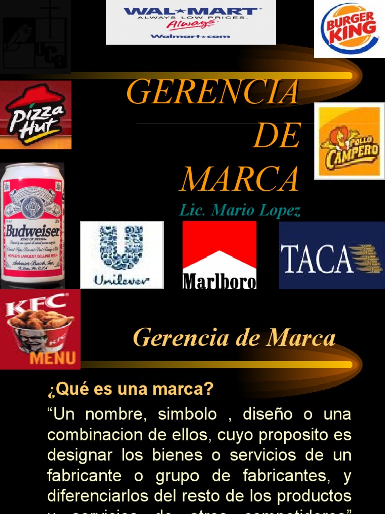 Gerencia de Marca Presentacion | Descargar gratis PDF | Marca | Producto (Negocio)