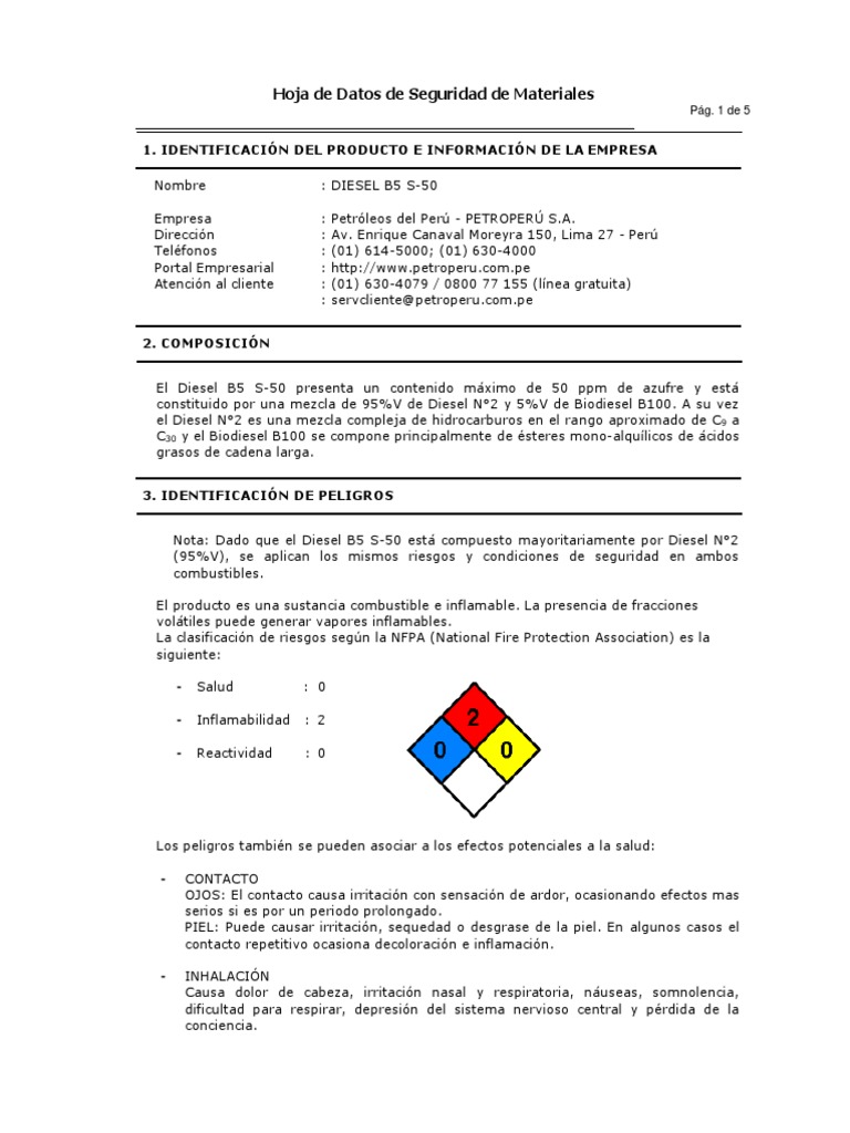 Hoja Msds | PDF | Biodiésel | Agua