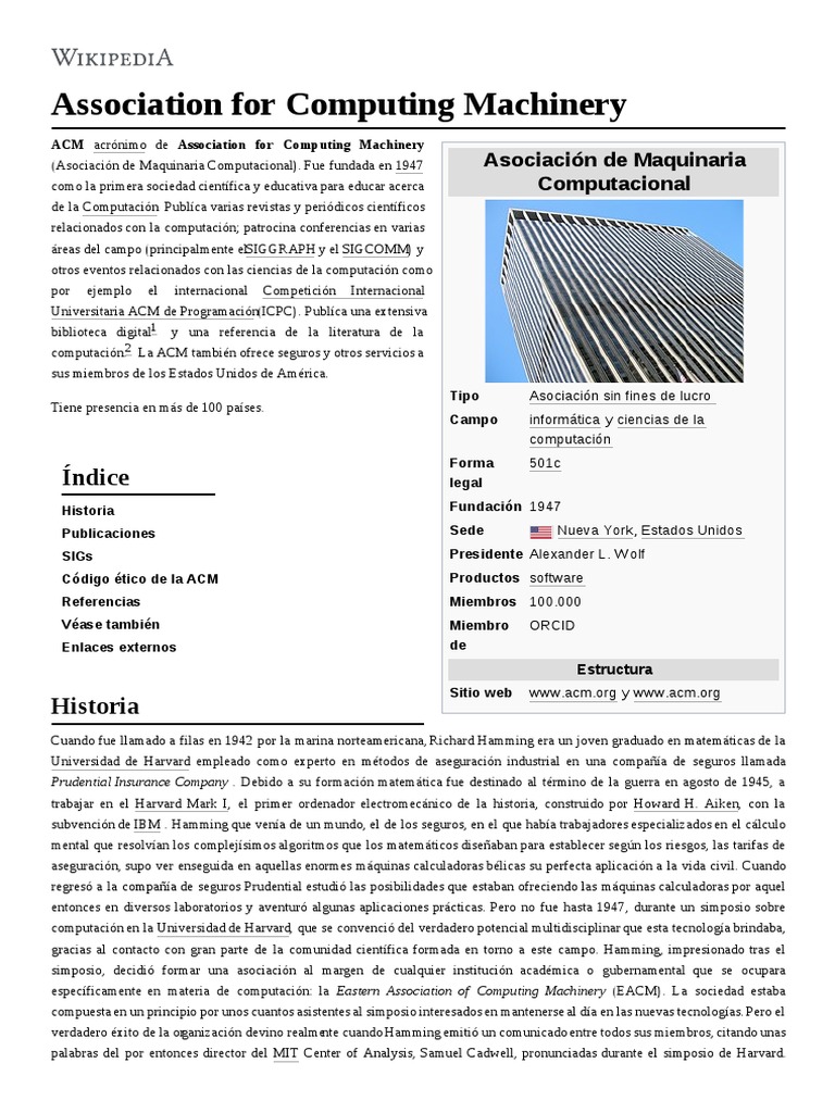 Association For Computing Machinery | PDF | Asociación para Maquinaria ...