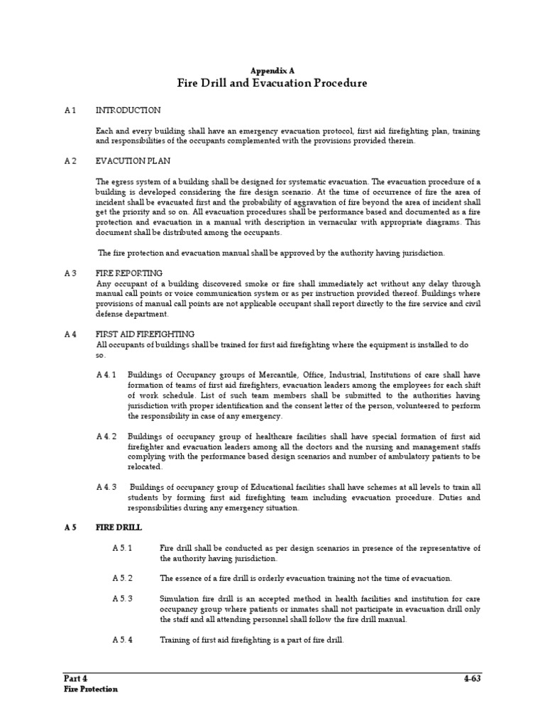 Fire Drill and Evacuation Procedure: Appendix A | PDF | Fire Sprinkler ...
