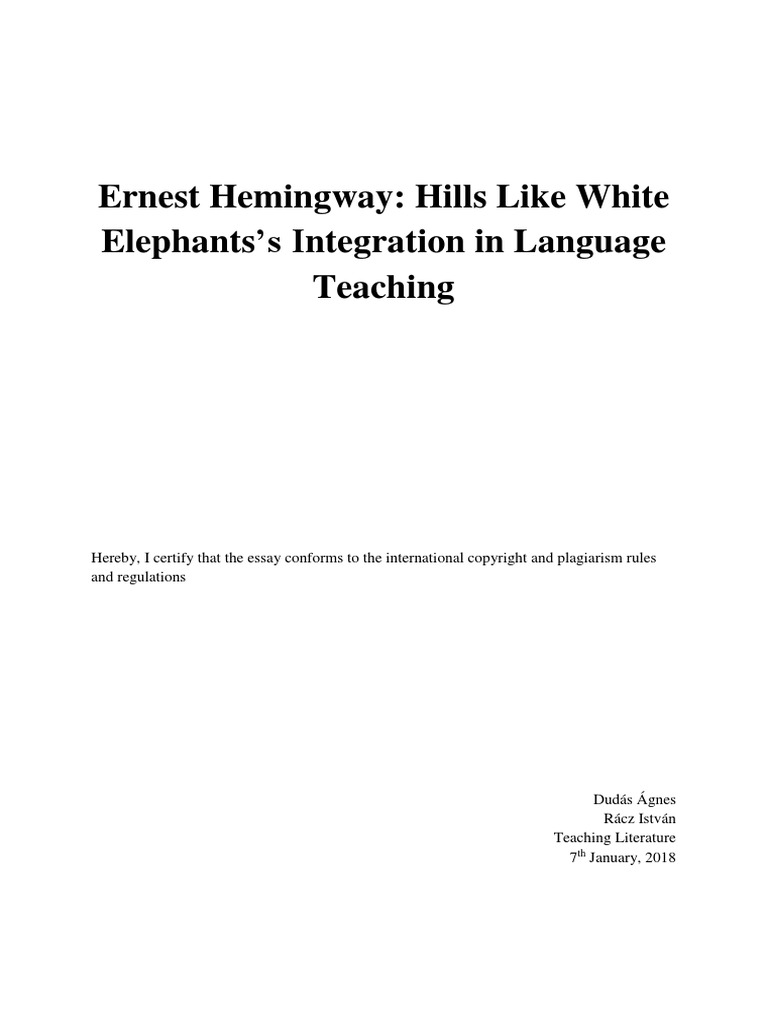 Hills Like White Elephants Lesson-Plan | PDF | Reading Comprehension ...