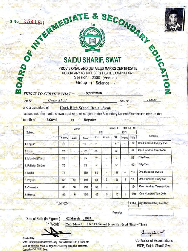 Matric DMC PDF | PDF