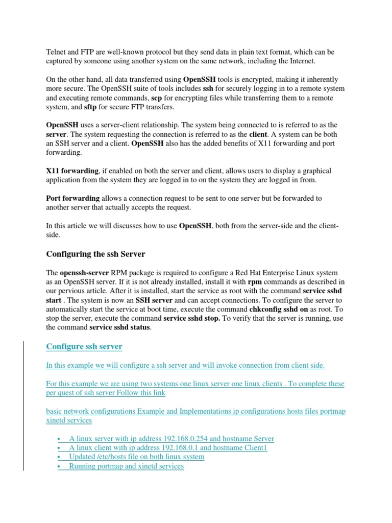 Configuring The SSH Server | PDF | Secure Shell | File Transfer Protocol