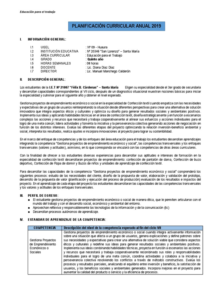 Educación para el Trabajo: Proyectos de Emprendimiento | PDF ...
