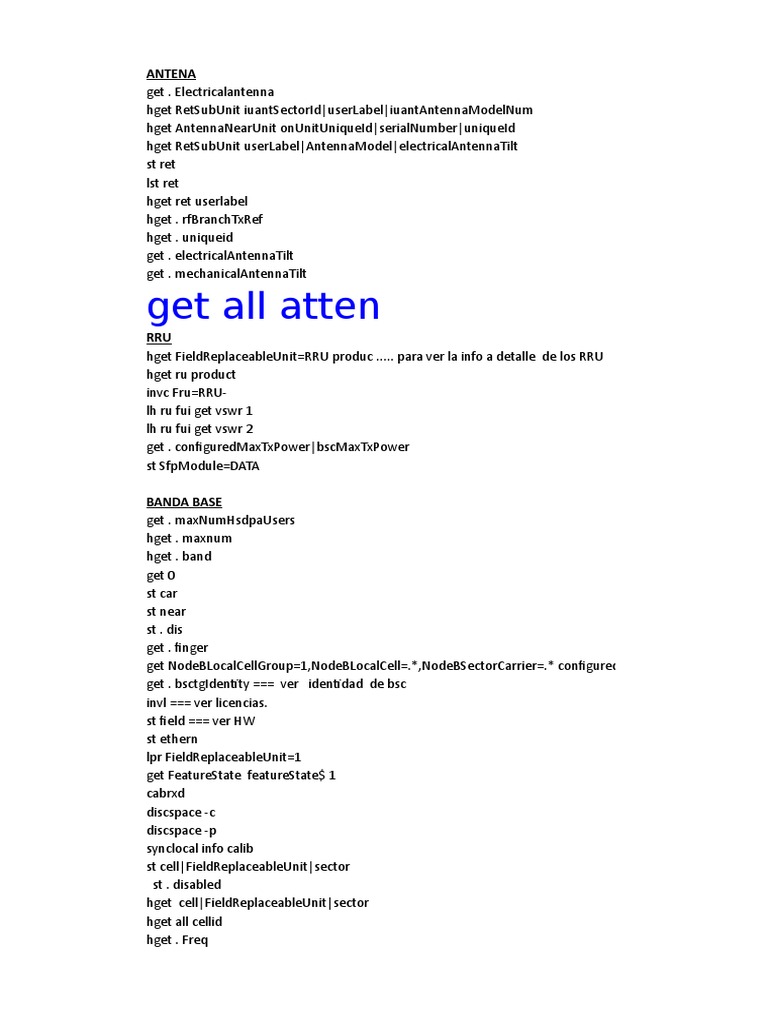 Commands 3g 4G Ericsson | PDF | Mobile Technology | Software Defined Radio
