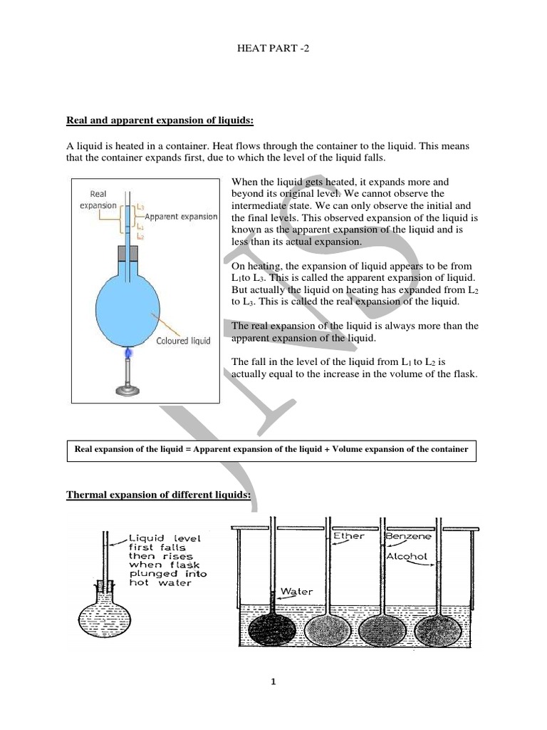 Real vs Apparent Expansion of Liquids | PDF | Thermal Expansion ...