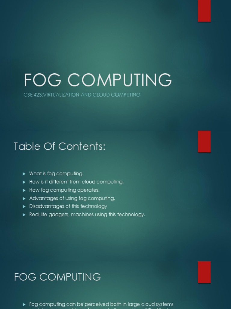 Fog Computing: Cse 423:virtualization and Cloud Computing | PDF | Computer Network | Computer Data