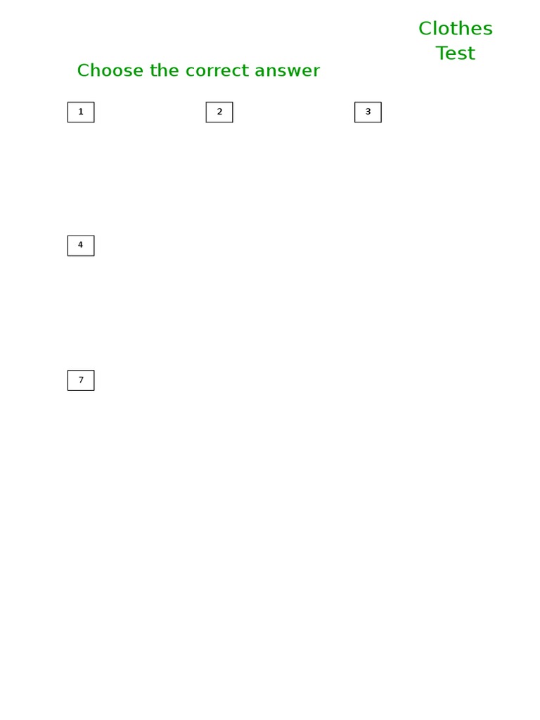 Choose The Correct Answer: Clothes Test | PDF