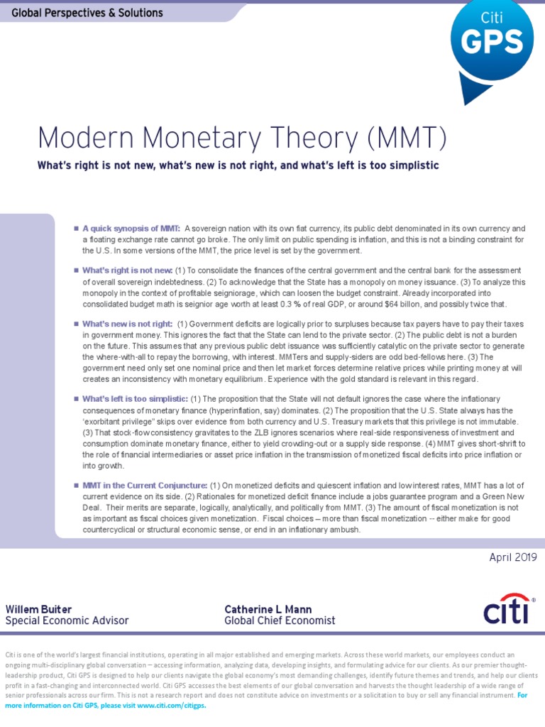 Modern Monetary Theory (MMT) : What's Right Is Not New, What's New Is ...