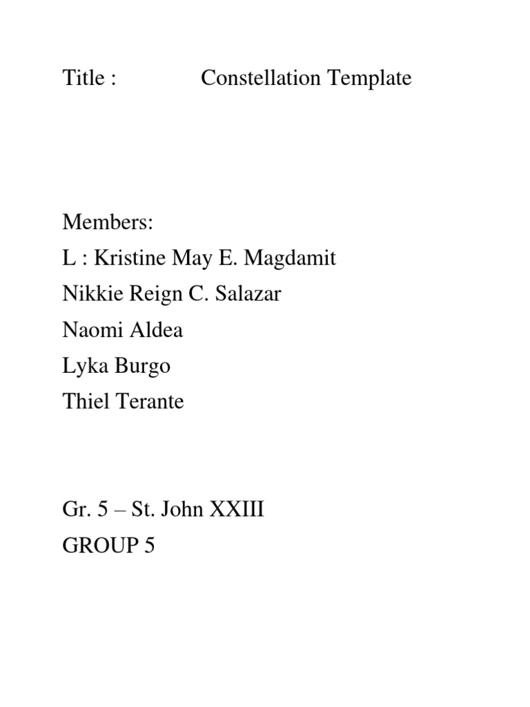 Constellation Template for Grade 5 | PDF