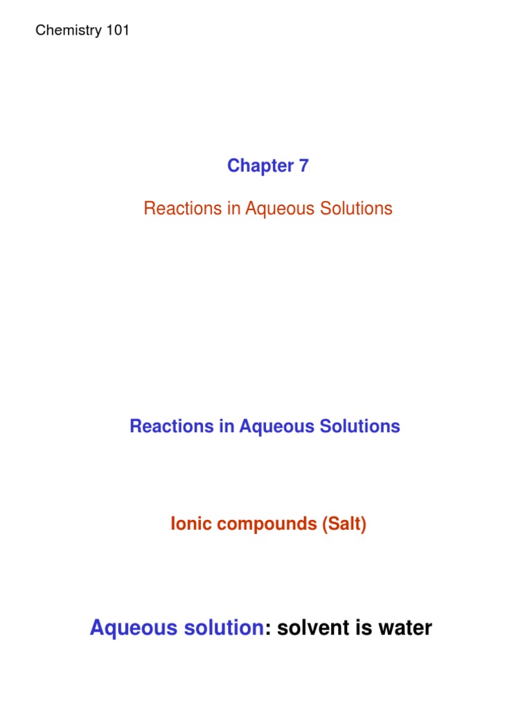 Aqueous Solutions and Their Reactions | PDF | Redox | Solubility