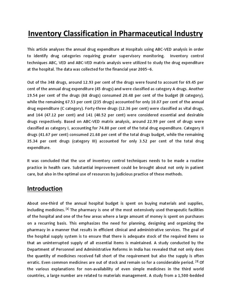 BS Inventory Classification | PDF | Inventory | Pharmacy