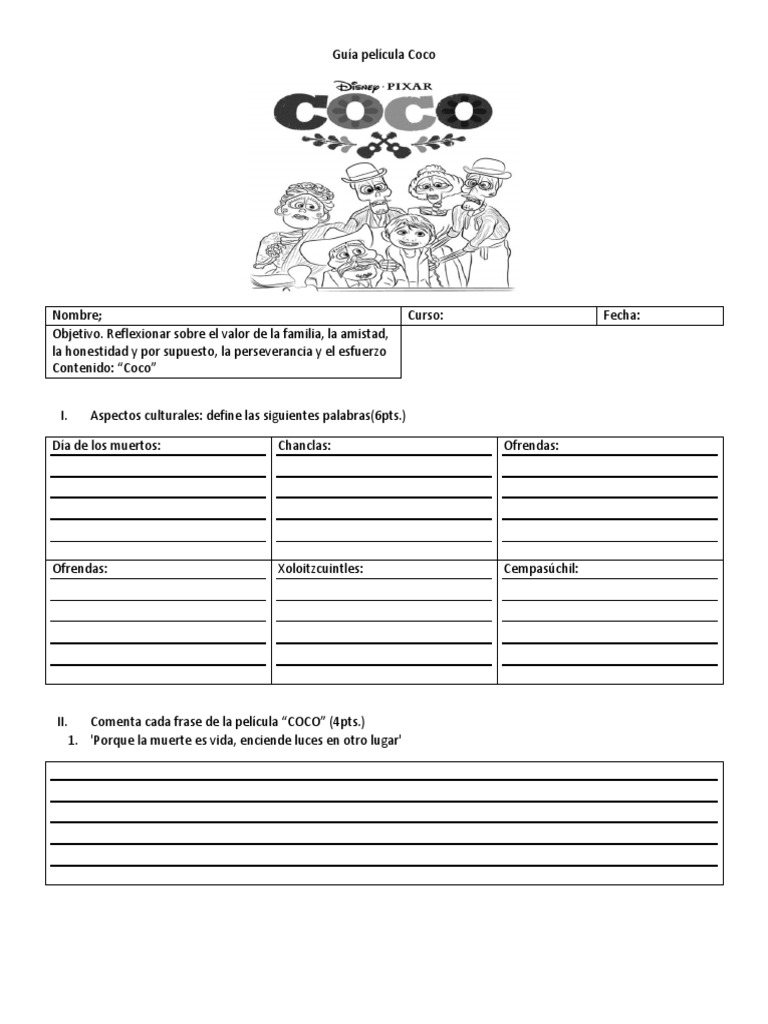 Actividades Didácticas de la Película Coco | PDF | Ocio