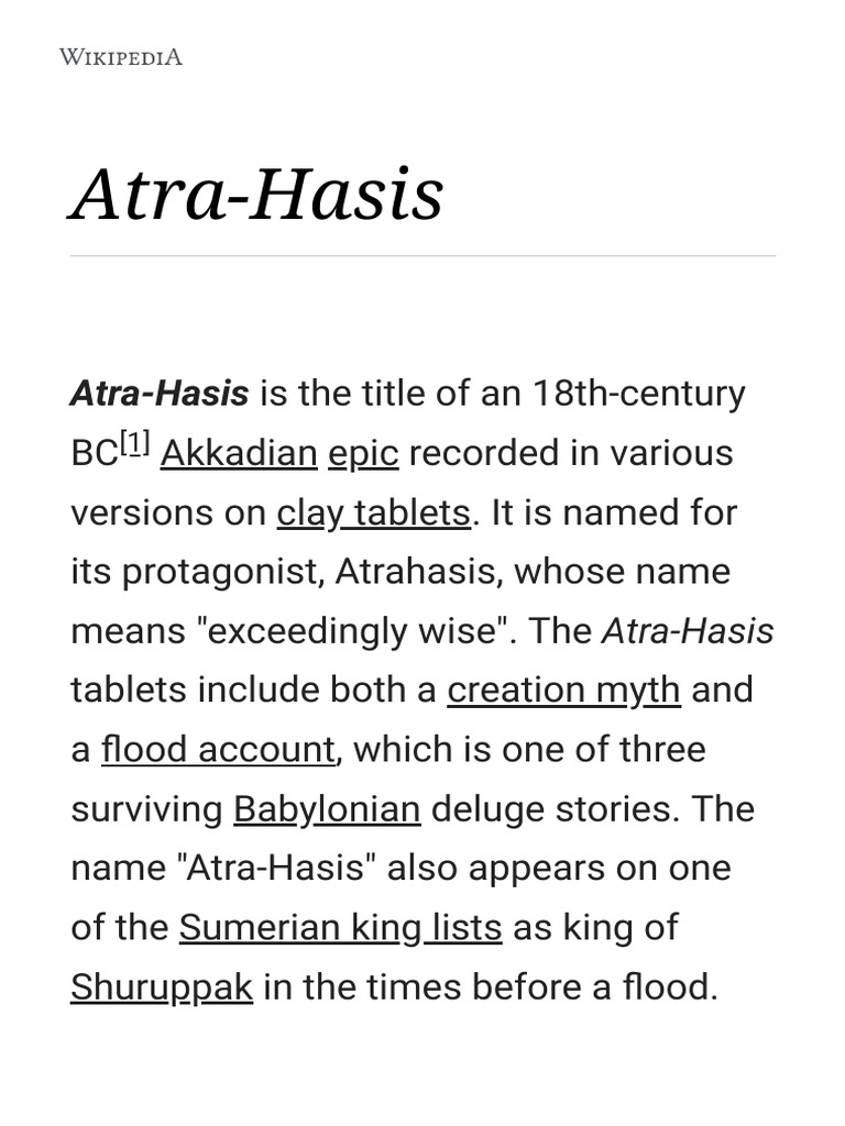 Atra Hasis Wikipedia | Download Free PDF | Ancient Near East Mythology ...