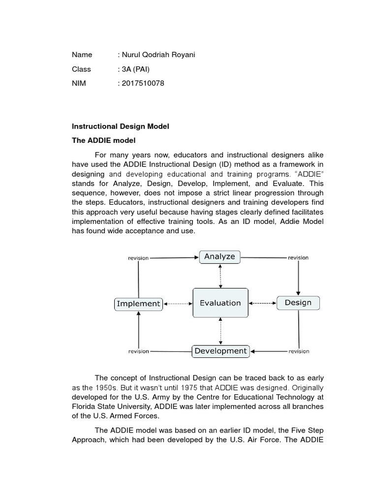 Instructional Design Model The ADDIE Model | PDF | Instructional Design ...