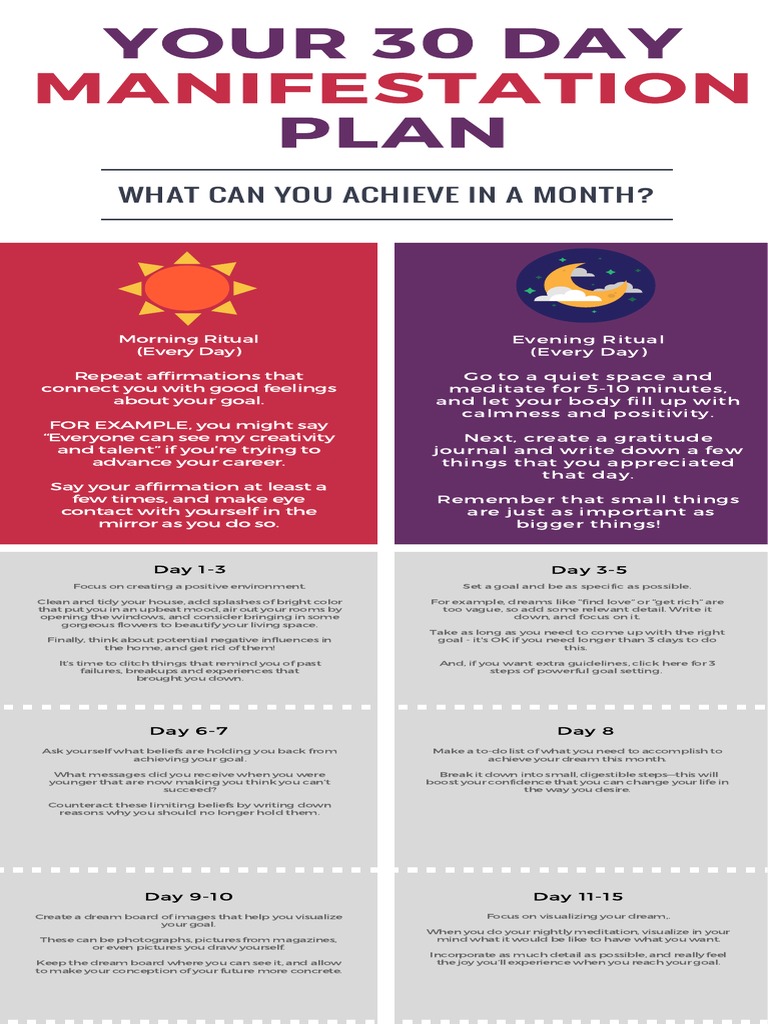 30 Day Manifestation Challenge Guide | PDF | Dream | Goal