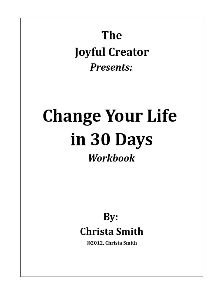 Change Your Life in 30 Days Workbook | Download Free PDF | Meditation ...