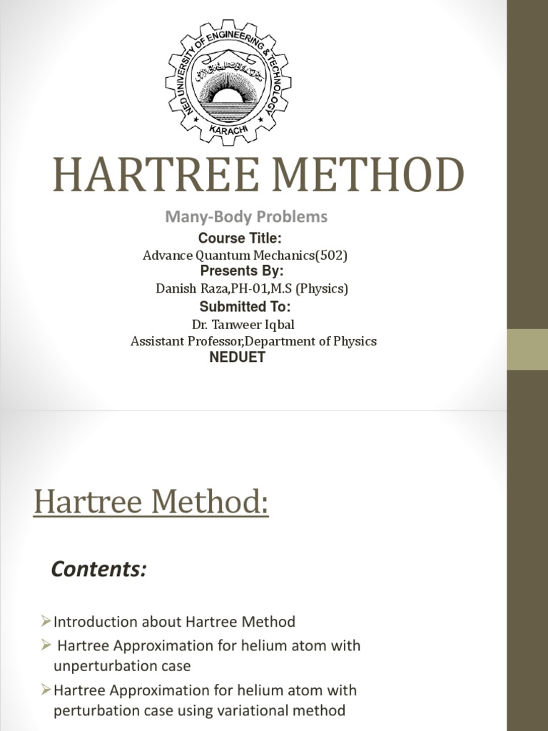 Hartree Method | PDF | Hartree–Fock Method | Wave Function