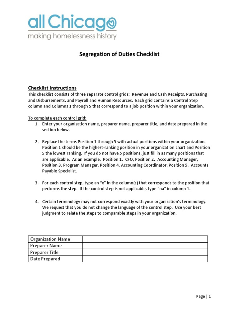 Payroll and HR Segregation Checklist | PDF | Cheque | Credit Card
