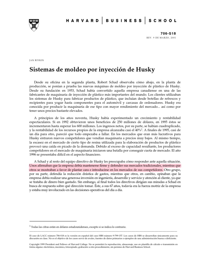 Husky Injection Molding Systems Case | PDF | El plastico | Transformador