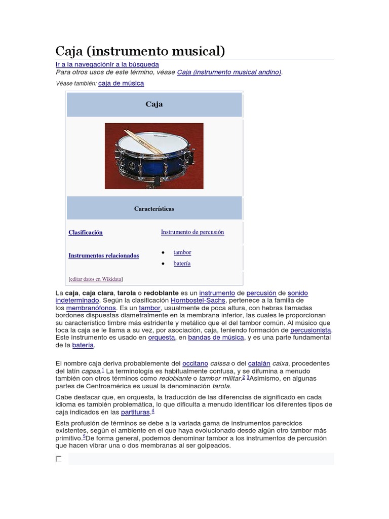 Características de la caja musical | PDF | Instrumentos de percusión ...
