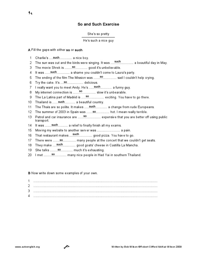 So and Such Exercise: Such Such So Such So So Such So So Such Such So ...