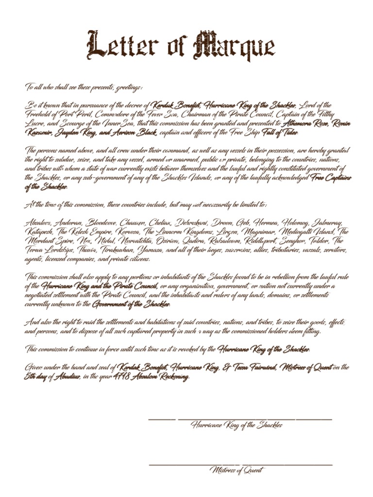 Letter of Marque | PDF | Piracy | Naval Warfare