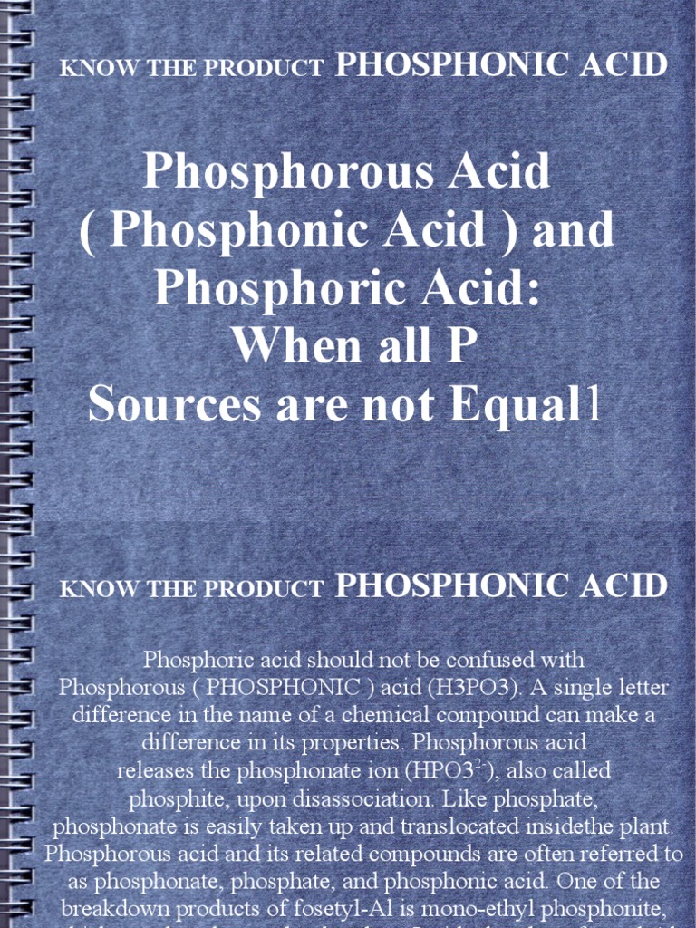 Phosphoric Acid Vs Phosphonic Acid | PDF | Phosphorus | Phosphoric Acid