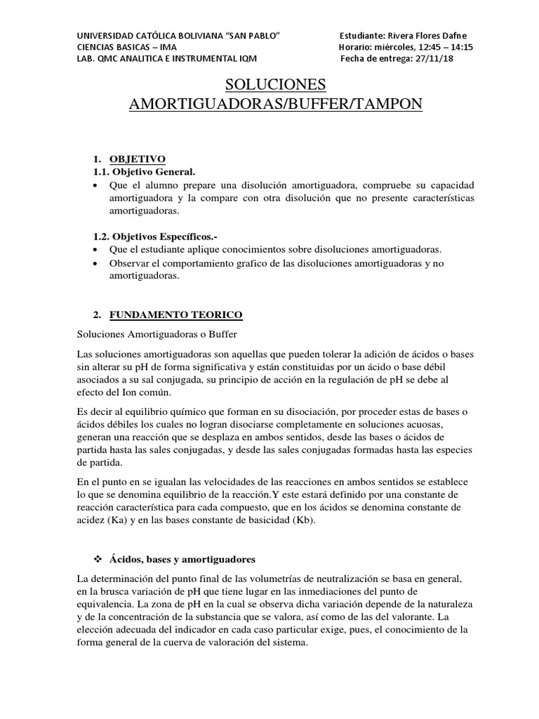 Soluciones Amortiguadoras | PDF | Ácido | Ph