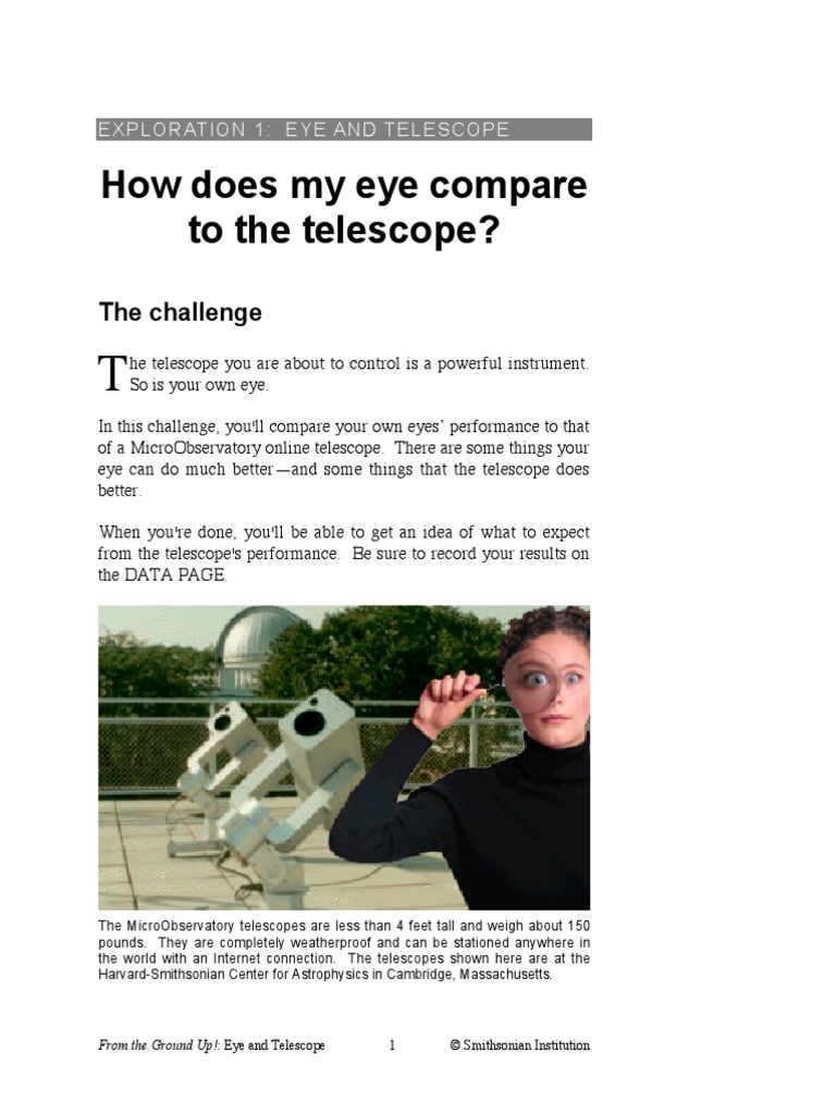 How Does My Eye Compare To The Telescope? | PDF | Field Of View | Eye