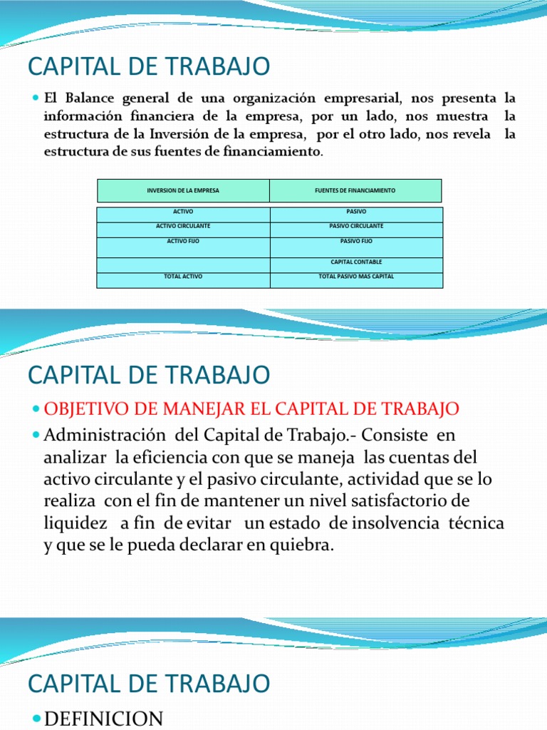 08.-Capital de Trabajo | PDF | Capital de trabajo | Capital (economía)