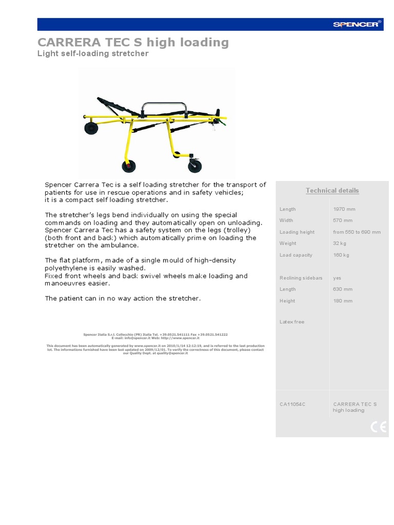 CARRERA TEC S High Loading: Light Self-Loading Stretcher | Download ...