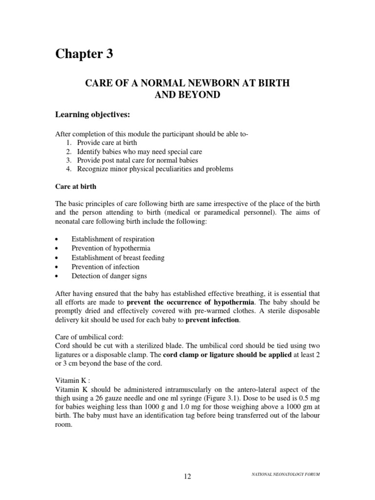 Newborn Care Guidelines at Birth | PDF | Childbirth | Breastfeeding