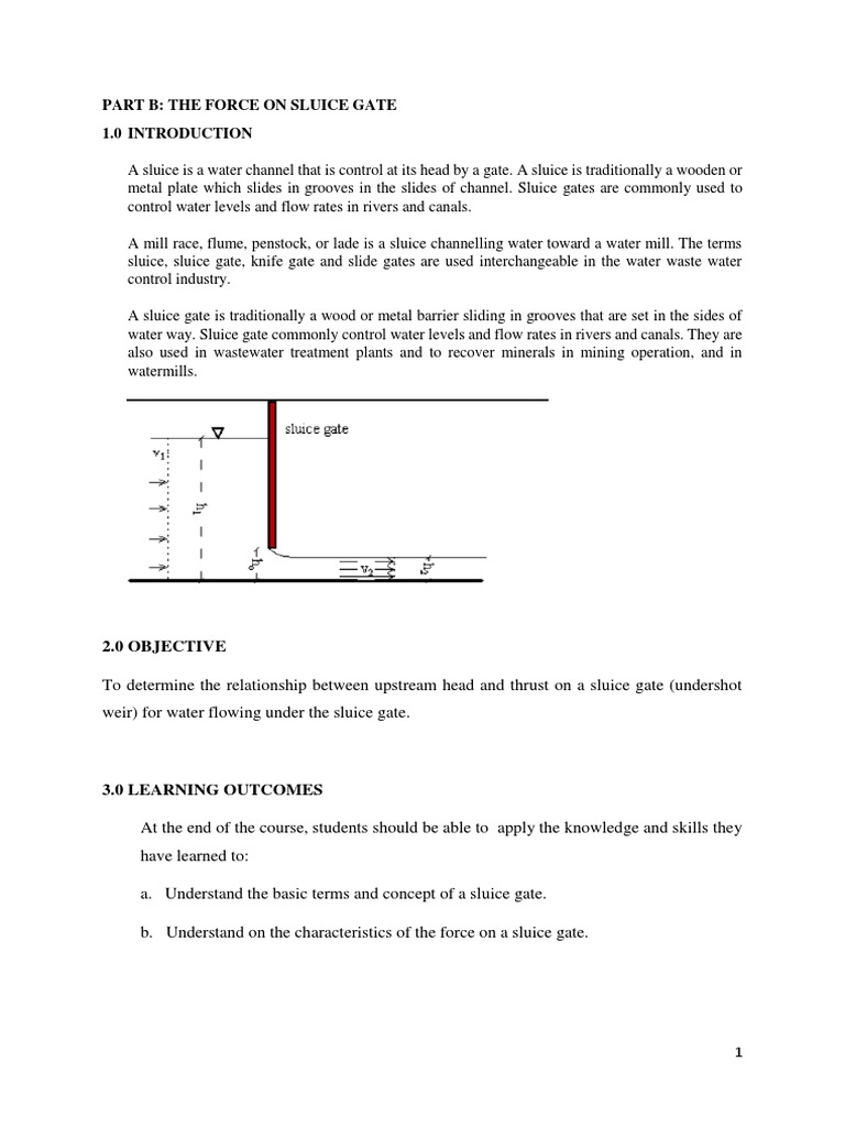 Lab Hydraulic Sluice Gate | PDF | Hydrology | Hydraulic Engineering