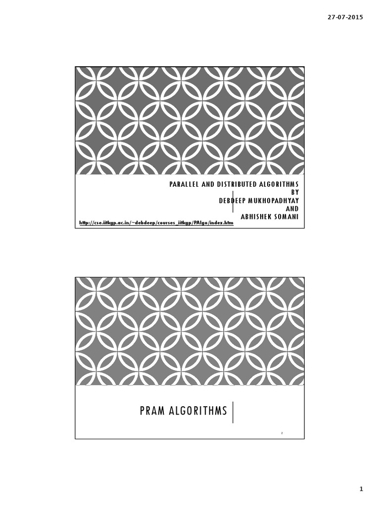 Pram Algorithms Parallel And Distributed Algorithms By Debdeep Mukhopadhyay And Abhishek Somani