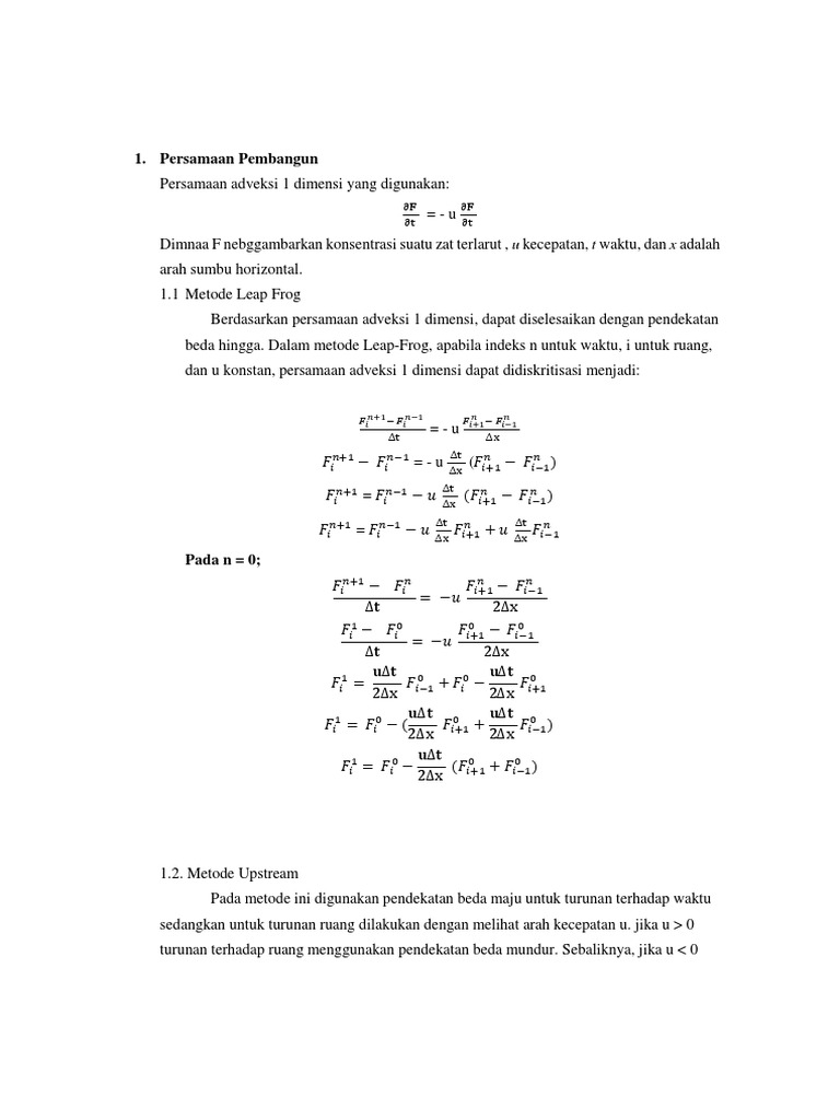 ANALISI METODE PENYELESAIAN PERSAMAAN ADVEKSI SATU DIMENSI | PDF