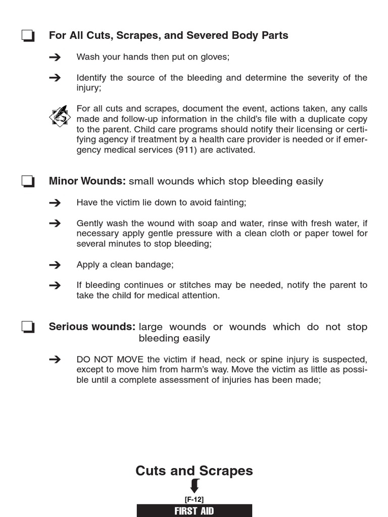 Cuts Scrapes | Download Free PDF | Wound | First Aid
