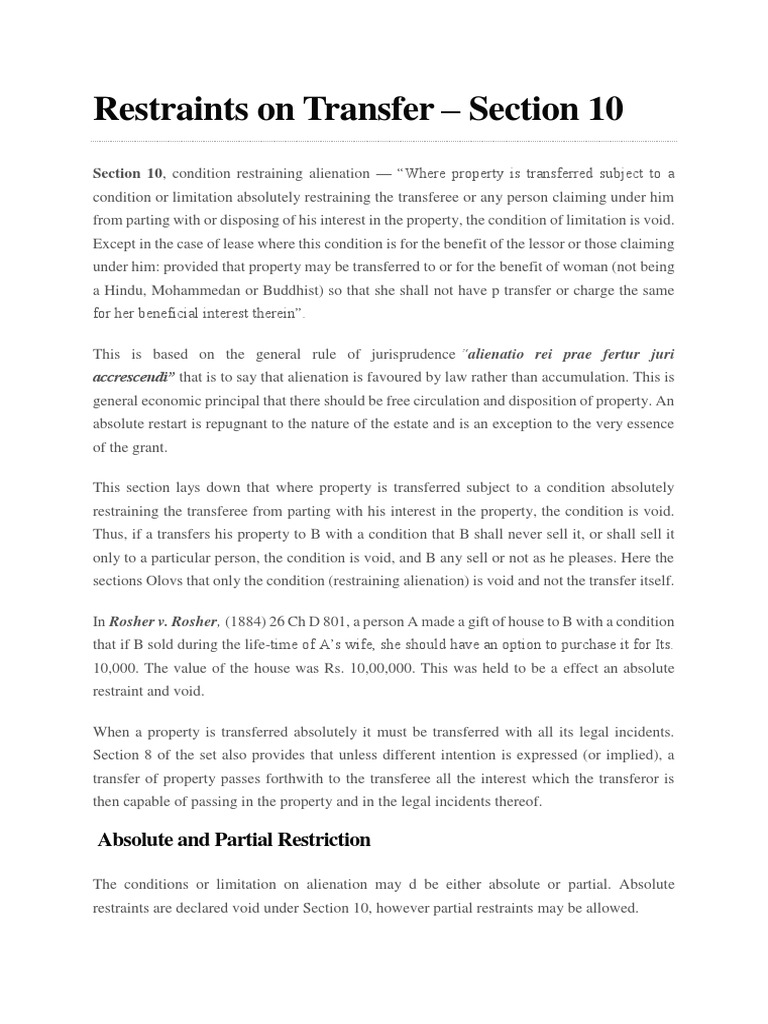 Restraint On Transfer | PDF | Lease | Property