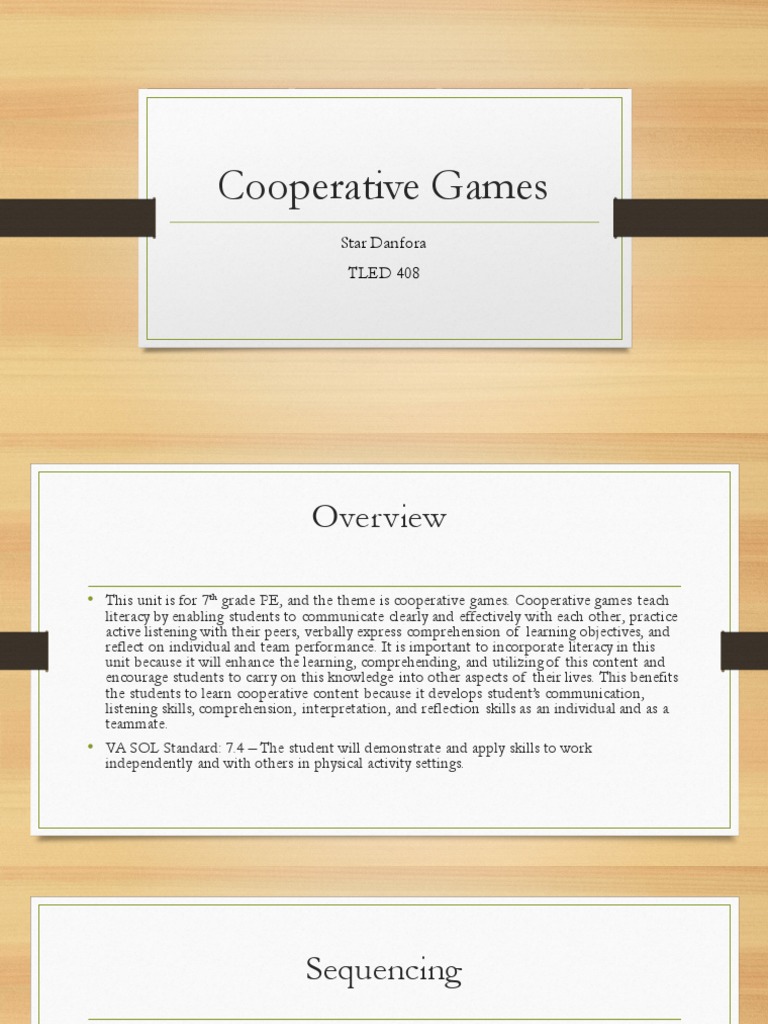 Cooperative Games: Star Danfora TLED 408 | PDF | Reading Comprehension ...