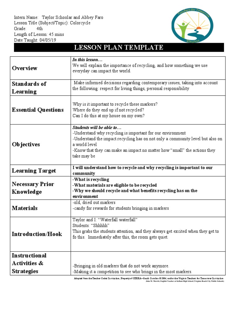 Lesson Plan Service Learning | PDF | Lesson Plan | Curriculum