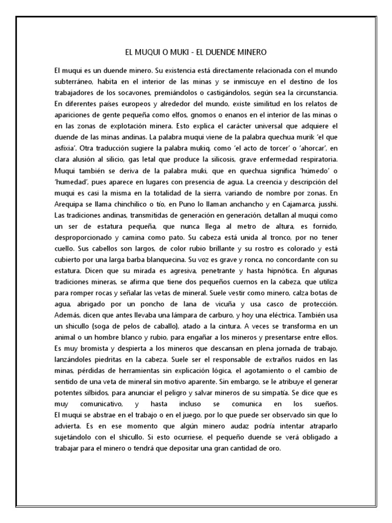 El Muqui o Muki | PDF | Naturaleza