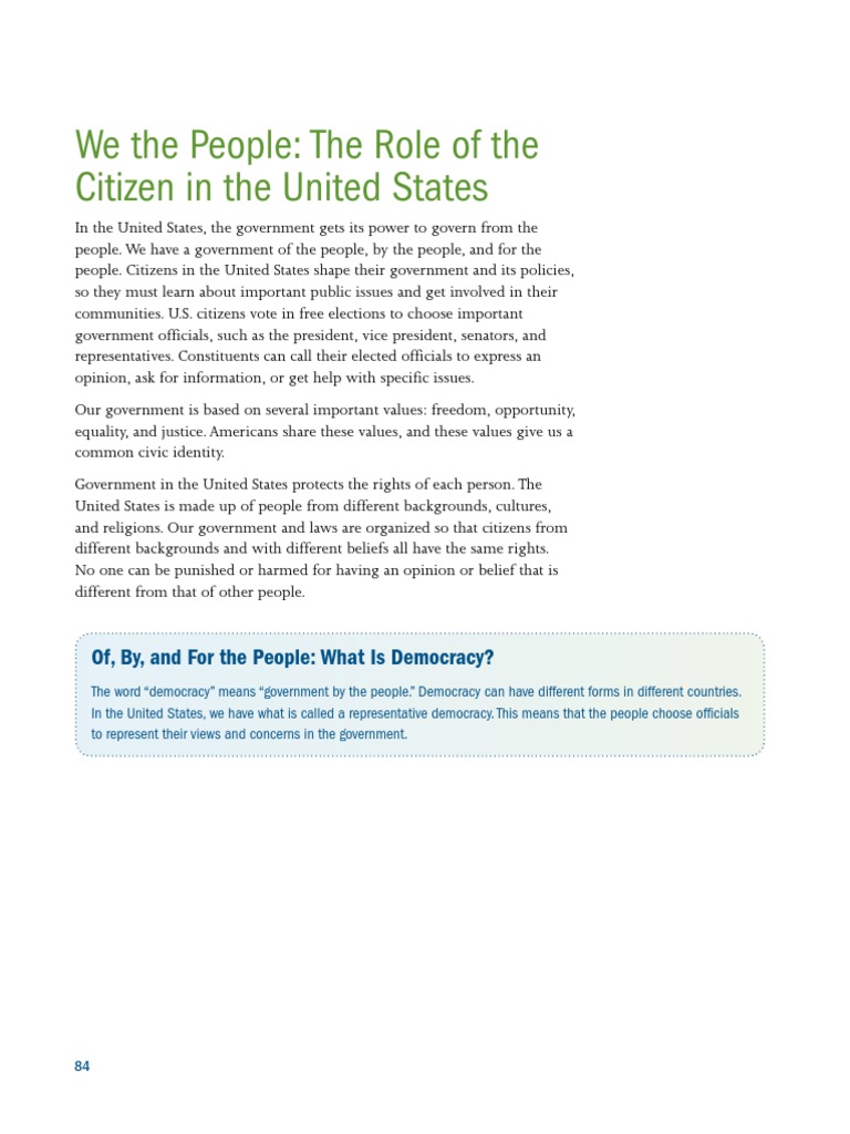 We The People: The Role of The Citizen in The United States | PDF ...