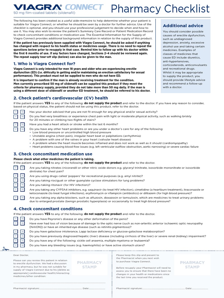Viagra Connect Checklist - 4 PDF | PDF | Heart | Pharmacy