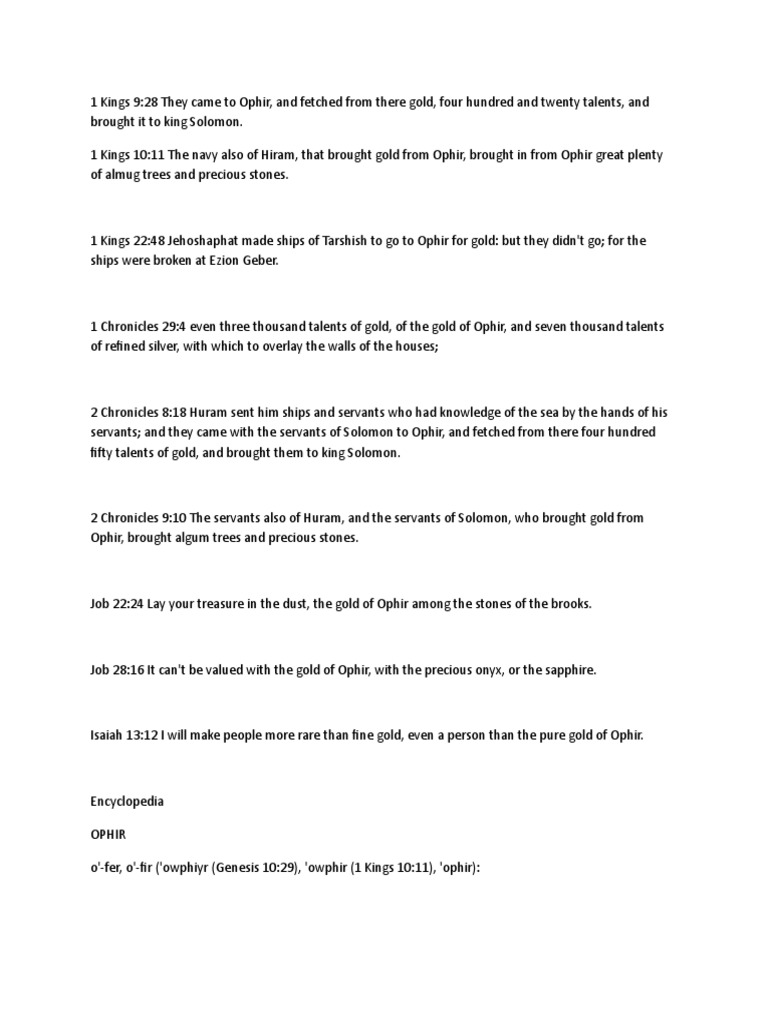 Study About OPHIR | PDF | Hebrew Bible People