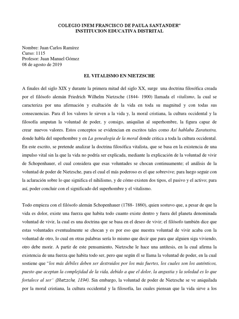 Ejemplo Ensayo Sobre Nietzsche | PDF | Friedrich Nietzsche | Moralidad